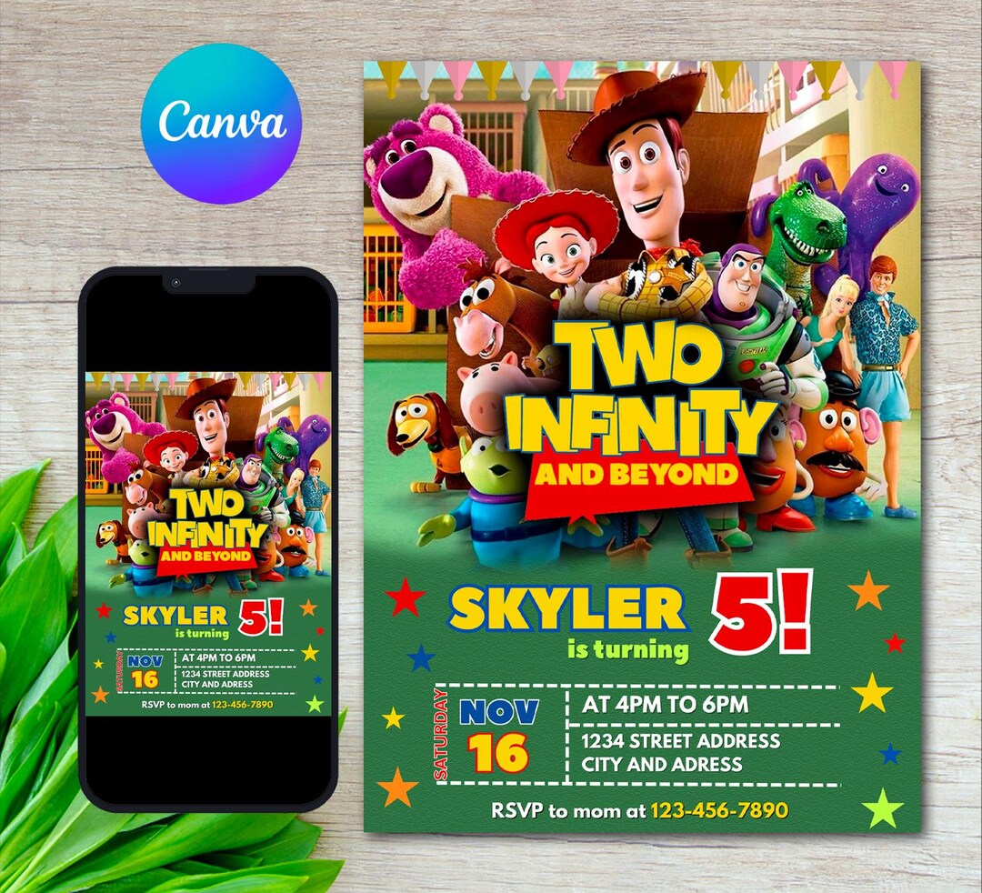 Two Infinity and Beyond | Toy Story Birthday Invitation | Kids Birthday ...