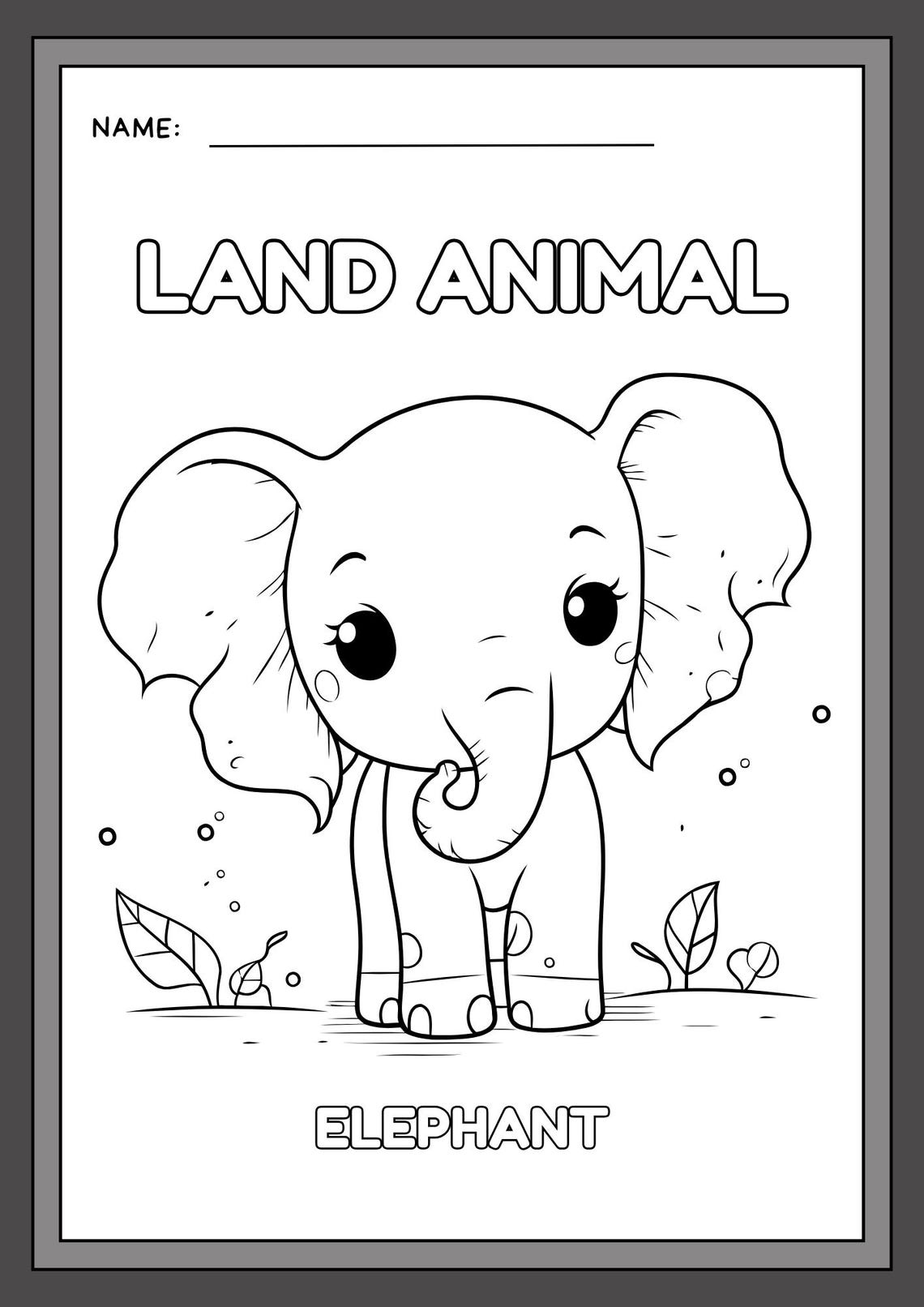 Land Animals Coloring Pages Activity Worksheet in Black and White ...
