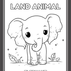 Land Animals Coloring Pages Activity Worksheet in Black and White ...