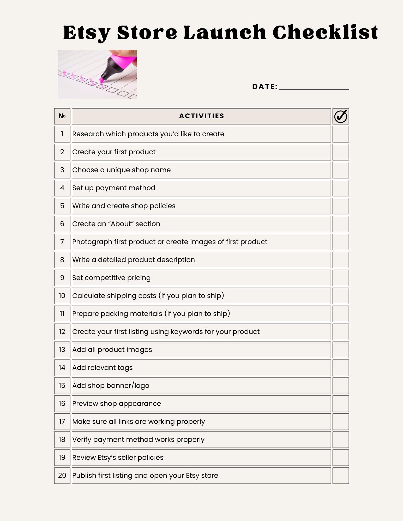 Etsy Store Launch Checklist for New Etsy Entrepreneurs - Etsy