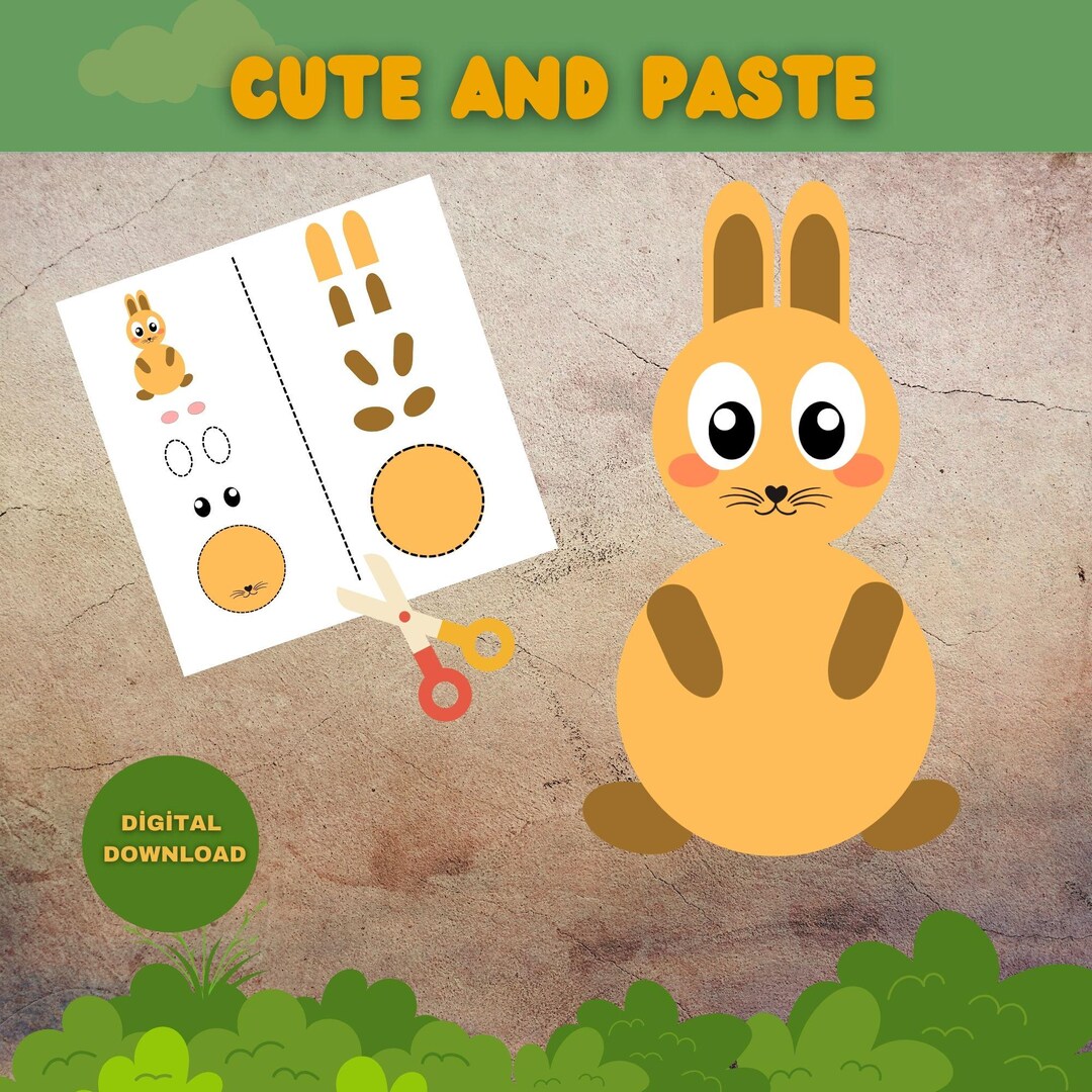 Cute Bunny Cut & Paste Activity Sheet / Fun Printables, Scissor and ...
