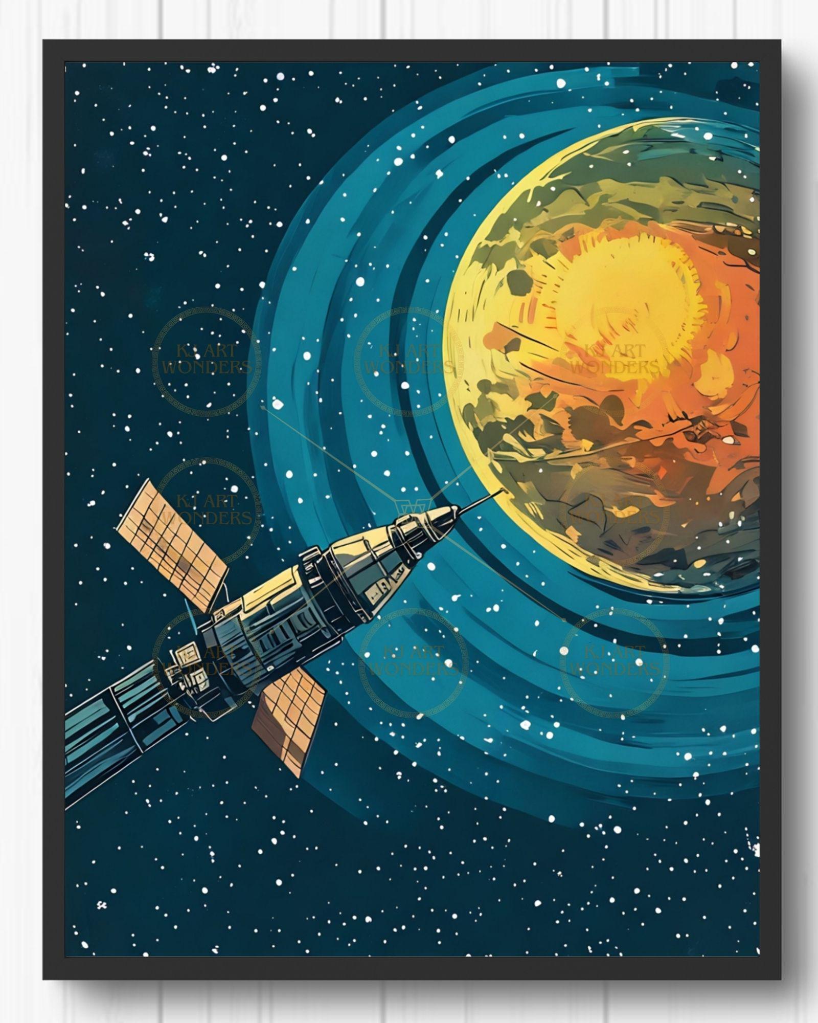 Retro Space Wall Prints, Astronaut, Digital Cosmic Art, Vintage - Etsy