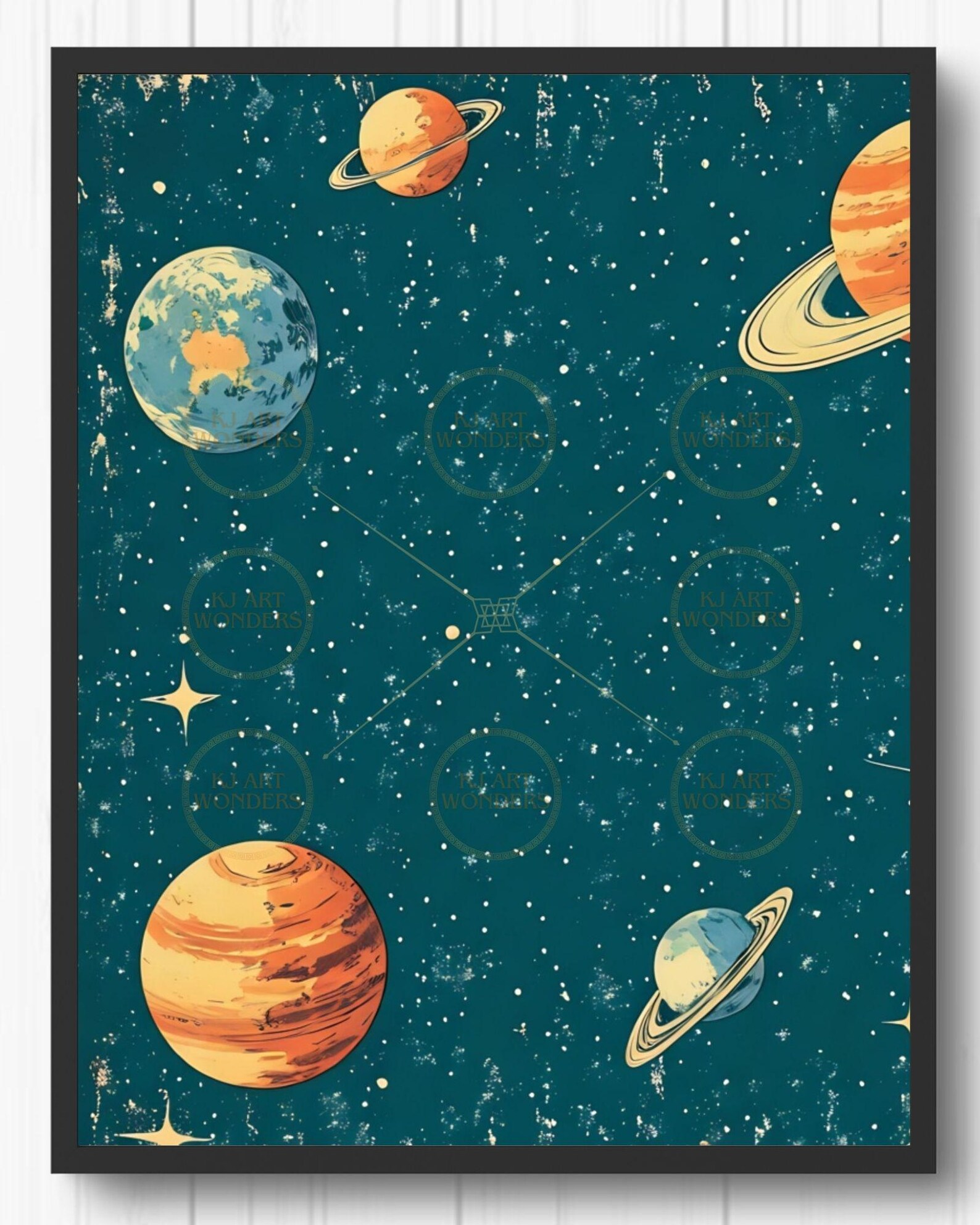 Retro Space Wall Prints, Astronaut, Digital Cosmic Art, Vintage - Etsy