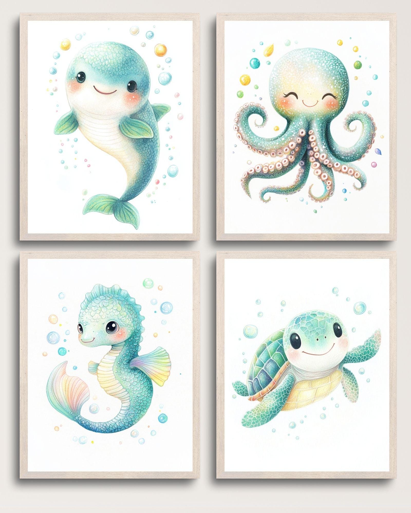 Sea Animals Wall Art, Nursery Decor, Under the Sea, Ocean, Nautical ...