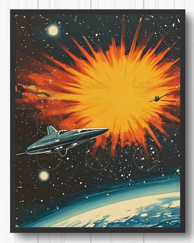 Retro Space Wall Prints, Astronaut, Digital Cosmic Art, Vintage - Etsy