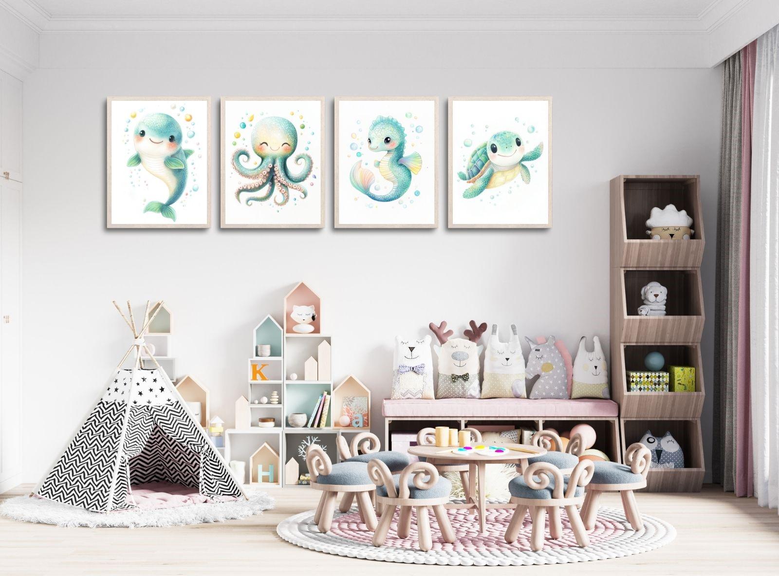 Sea Animals Wall Art, Nursery Decor, Under the Sea, Ocean, Nautical ...
