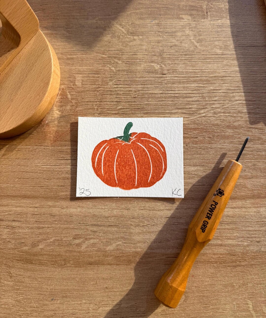 Hand Stamped Pumpkin Mini Linocut Block Print | 2.5”x3.5” Handmade ...
