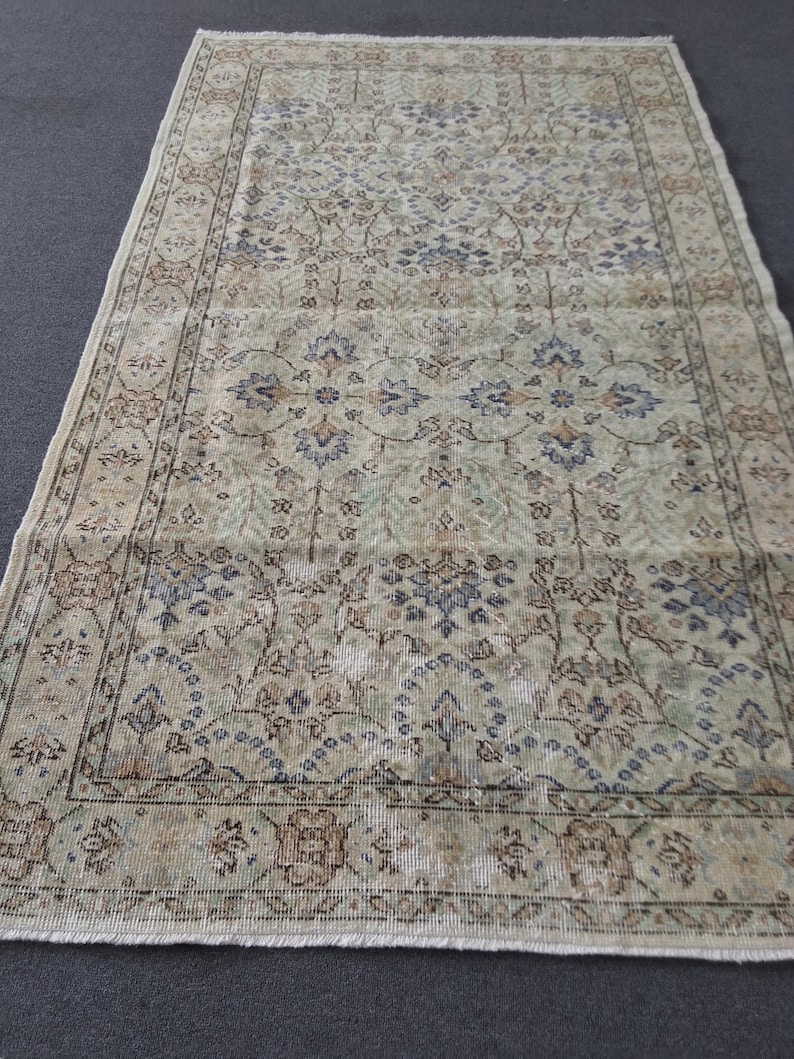 Handmade Wool Rug, Vintage Turkish 4x7 Ft Bedroom or Kitchen Boho Decor ...