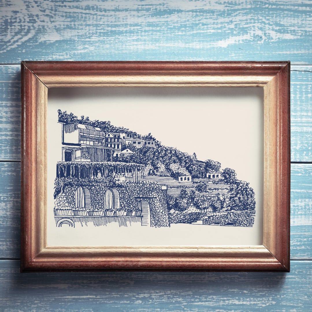 CAPRI ITALY ROOFTOP, Italy Art, Line Art, Travel Sketch, Travel Art ...