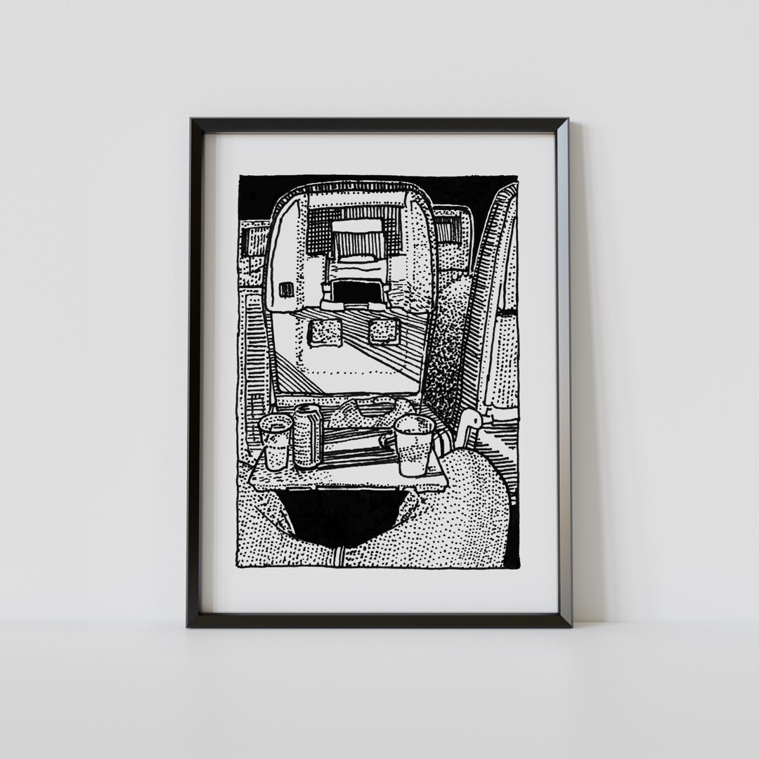 30 MINUTES TO ARRIVAL, Line Art, Travel Sketch, Vacation Art, Ink ...