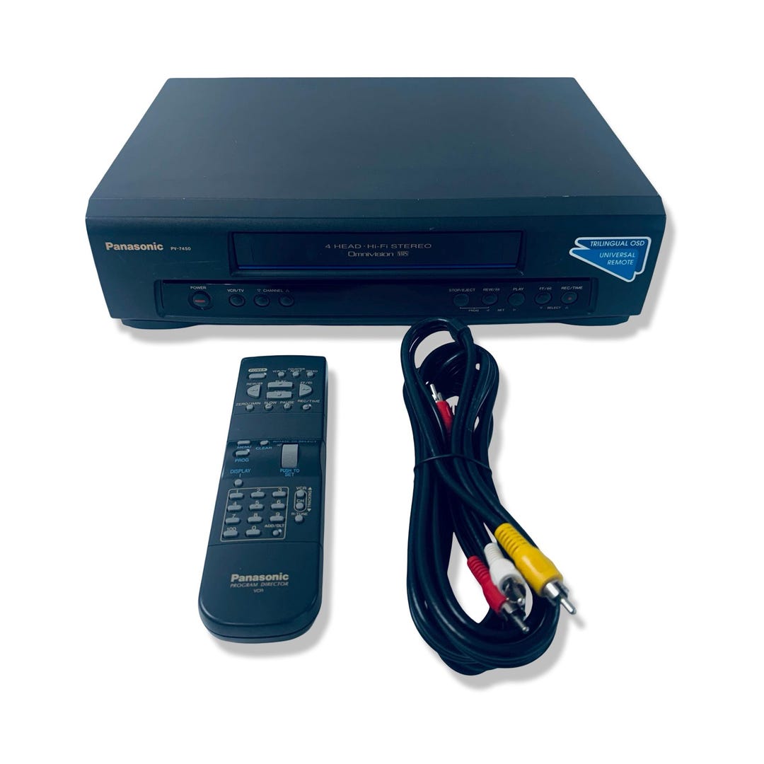 PANASONIC Vcr Vhs Player W/remote Control & AV Cord Pv-7450 *tested-led ...