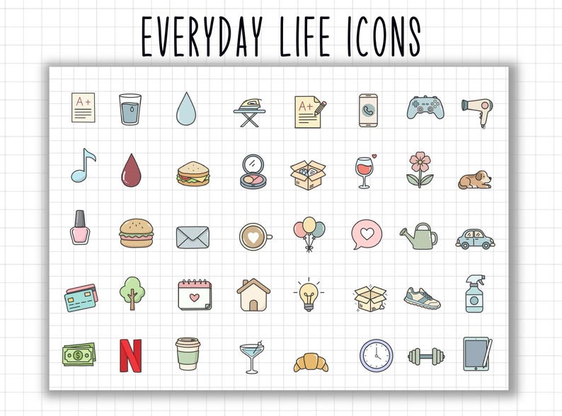 Everyday Life Icons | Digital Planner Stickers | Goodnotes PNG - Etsy ...