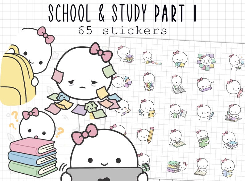 School & Study Digital Stickers | Hand-drawn Planner Pngs (digital ...