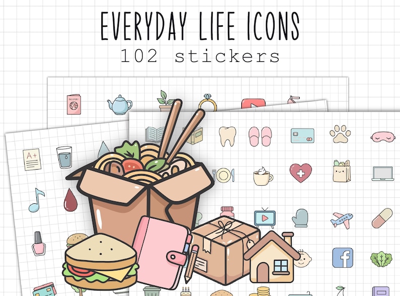Everyday Life Icons | Digital Planner Stickers | Goodnotes PNG - Etsy ...