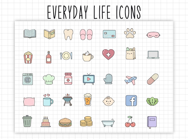 Everyday Life Icons | Digital Planner Stickers | Goodnotes PNG - Etsy ...