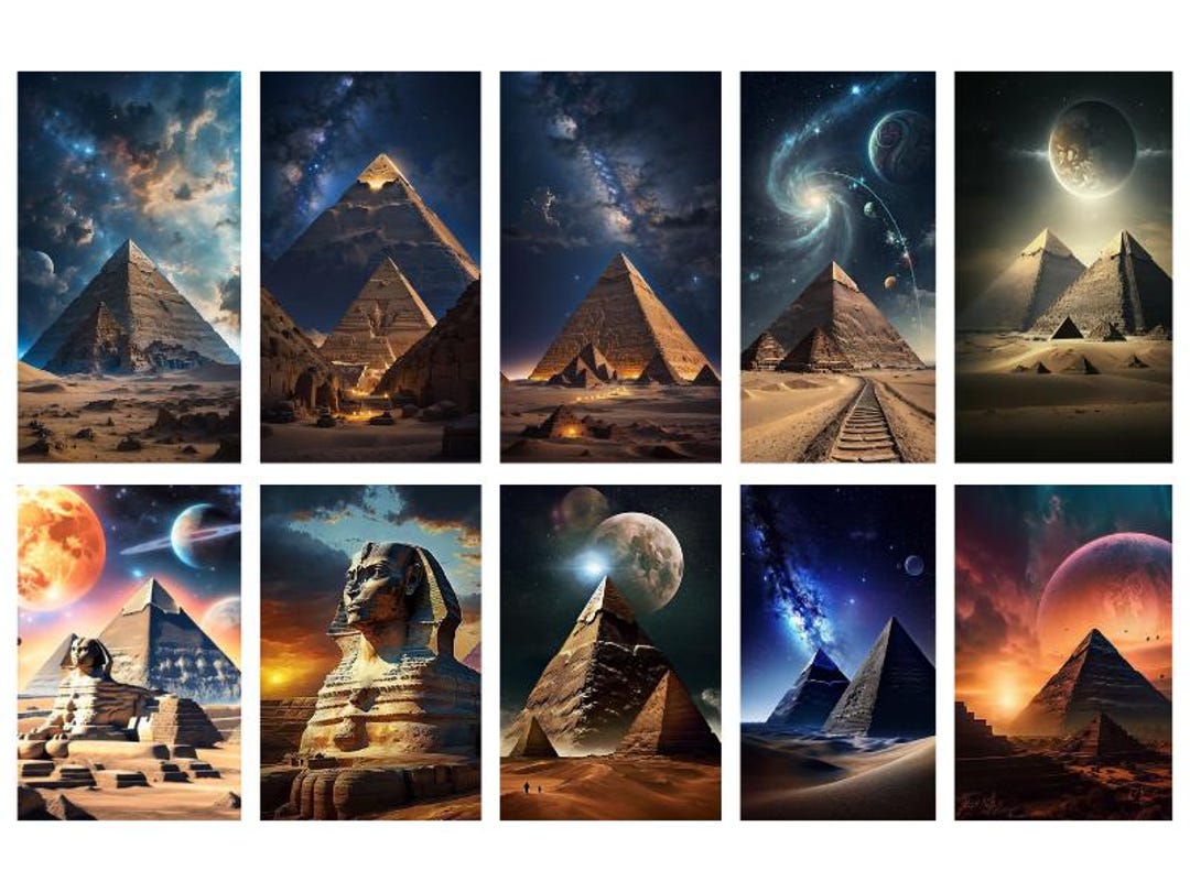 Pyramid Galaxy Art Print, Set of 10, Pyramid Galaxy Wall Art, Digital ...