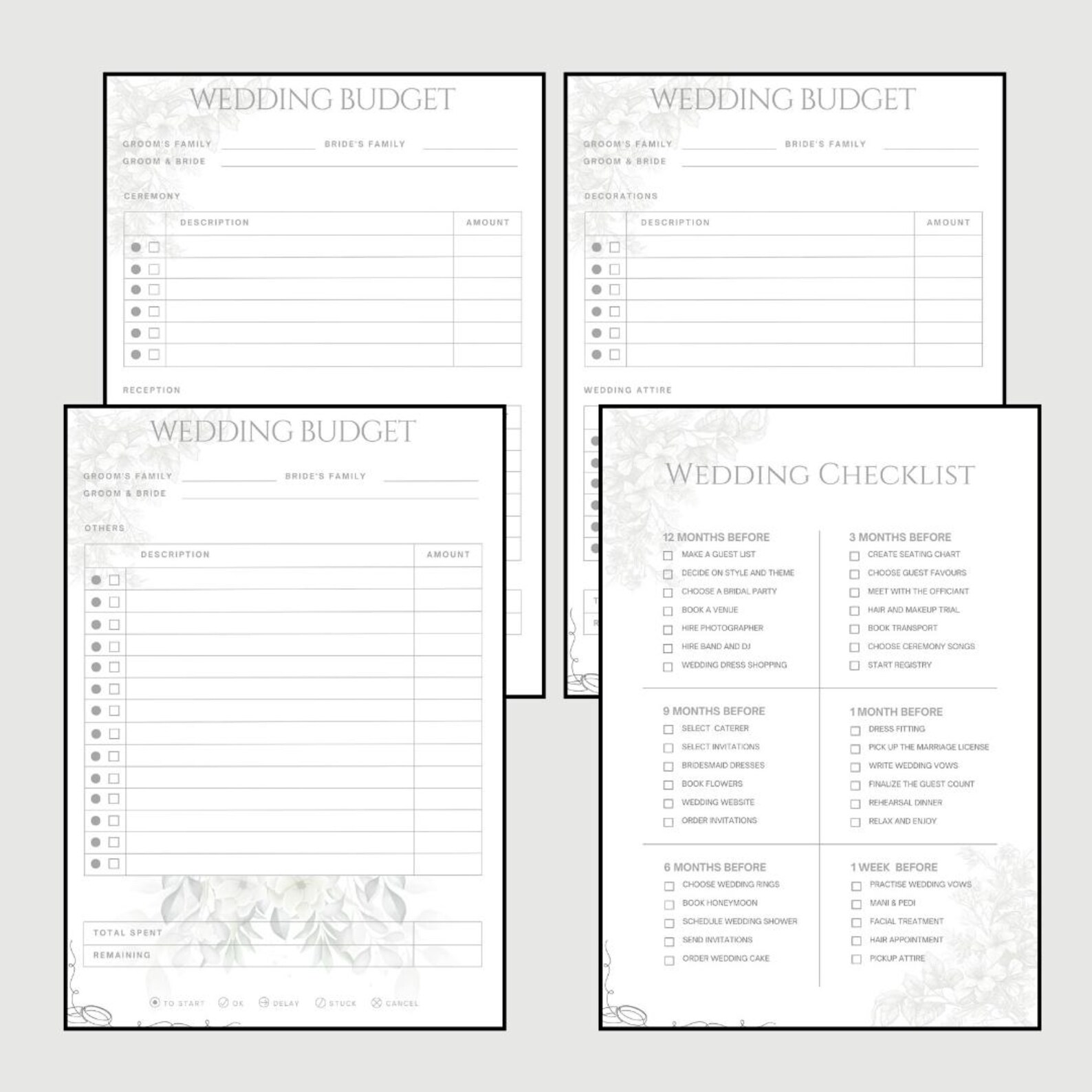 Elegant Wedding Budget Planner Printable - Bridal Expense Tracker ...