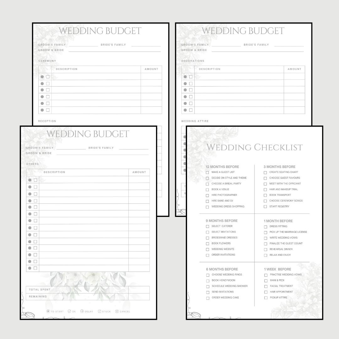 Elegant Wedding Budget Planner Printable - Bridal Expense Tracker ...