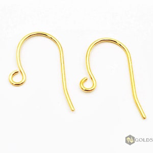 14K Gold Plated French Ear Wires: 21 Gauge Brass Earring Hooks, 20mm ...