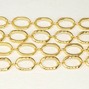 1 Foot Super-quality Shiny Gold Textured Large Oval Link Chain: Perfect ...
