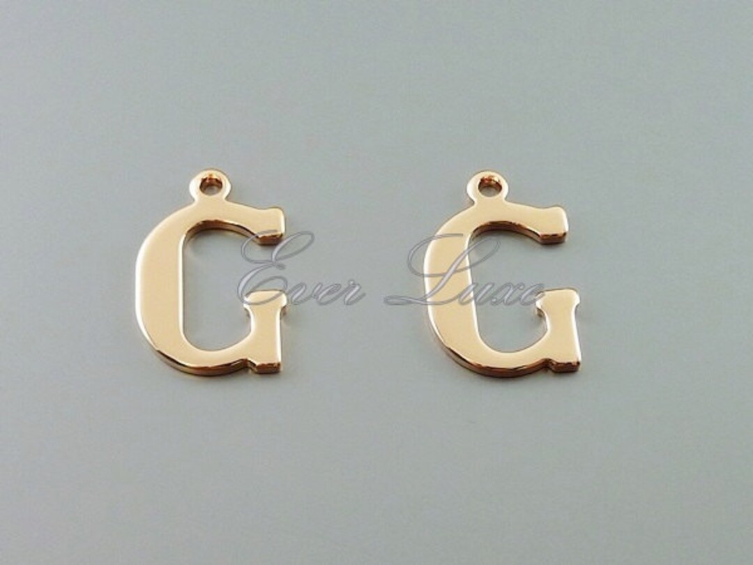 4 Rose Gold Plated Letter G Charms: Initial Pendants (13mm) - Etsy