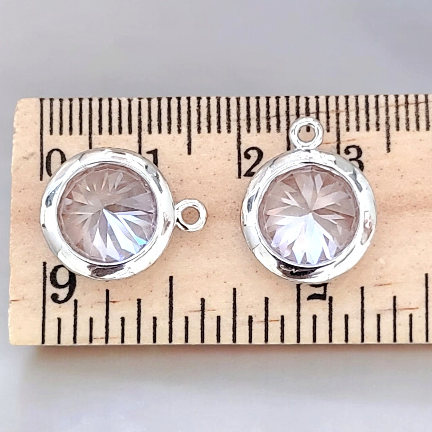 12mm Clear CZ Charms: Rhodium Plated Jewelry Supplies (2pcs) - Etsy