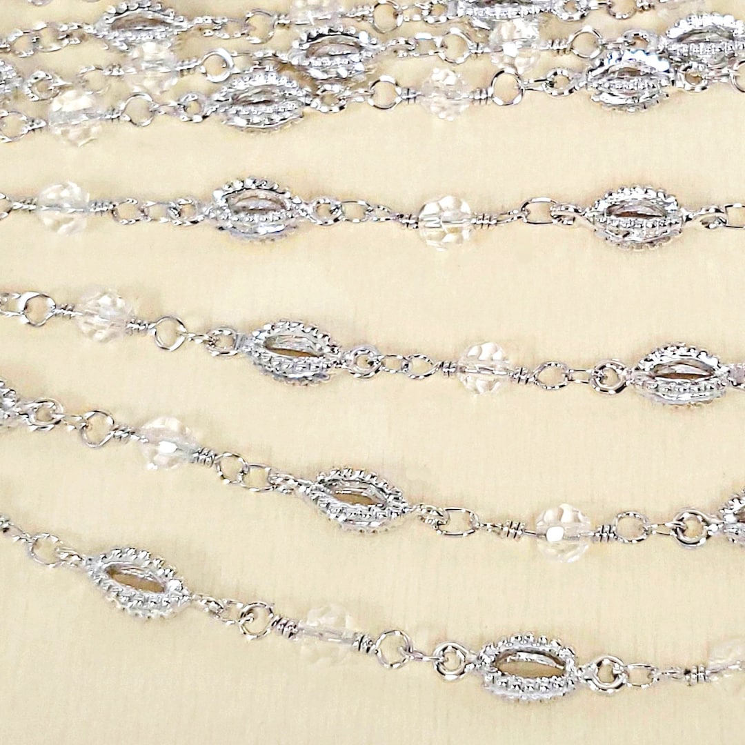 Rhodium Crystal Bead Chain: Wire-wrapped Jewelry Supplies - Etsy