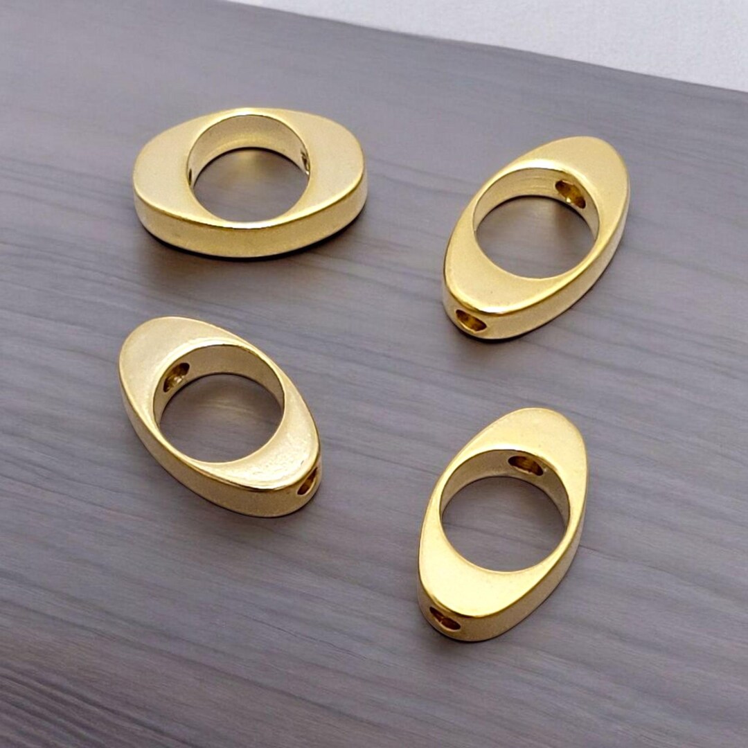 Matte Gold Oval Frame Beads: Brass Open Circle Spacers (4 Pcs) - Etsy