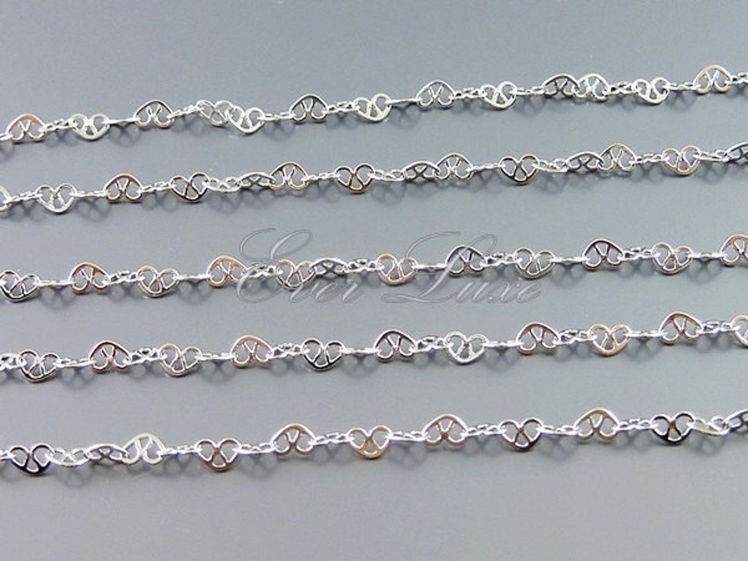 1 Meter of Interlocking Pretzel Heart Chains, Charm Chain, Perfect for ...