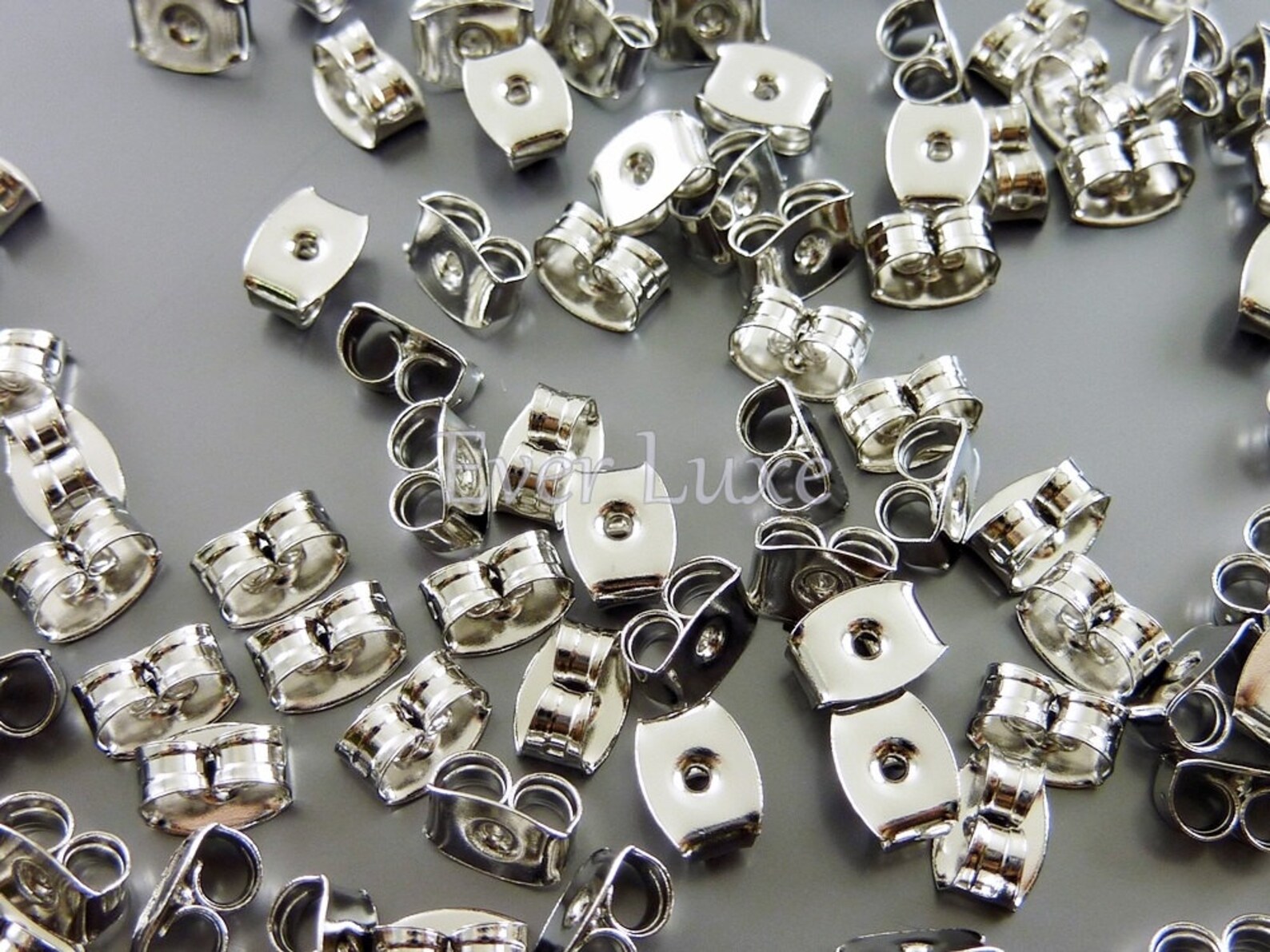 50 Shiny Silver Butterfly Clutch Earring Backs: Brass Ear Nuts - Etsy