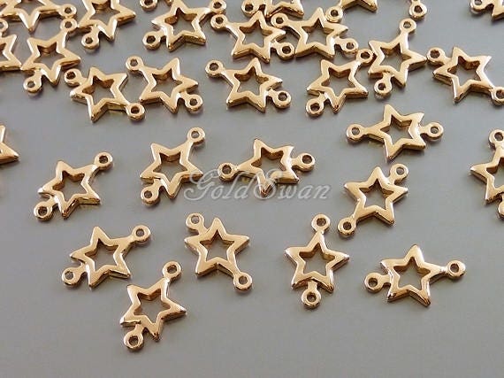 10 Pcs Tiny Star Connectors in Shiny Rose Gold Star Charm | Etsy