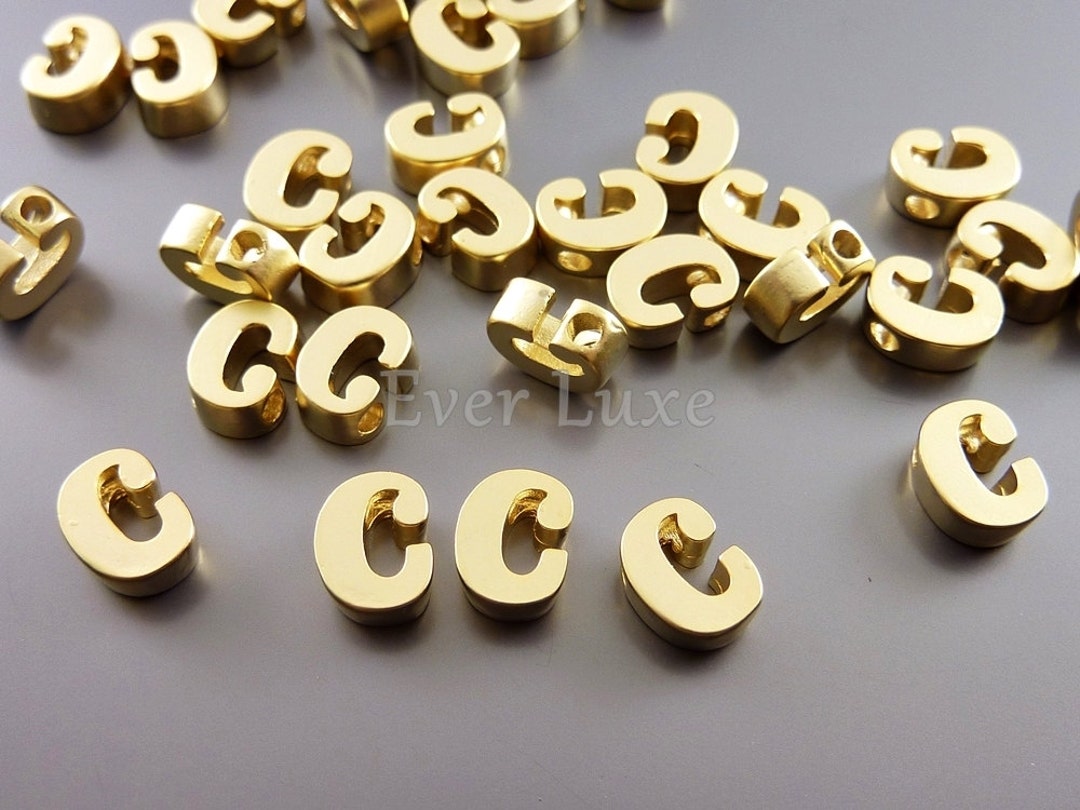 2 Lowercase Letter C, Matte Gold Initial Beads, Initial Charms ...