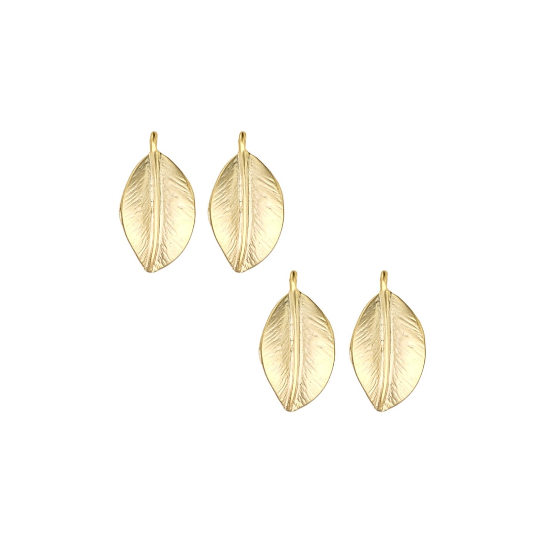 4 Medium Leaf Charms / Realistic Nature Leaf Charms for - Etsy