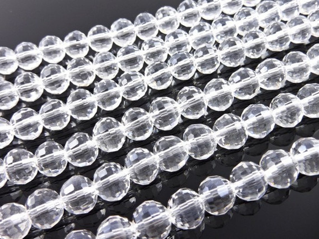 10 Clear Quartz Color Crystal Beads, Round Faceted 8mm Rondelle Ball ...