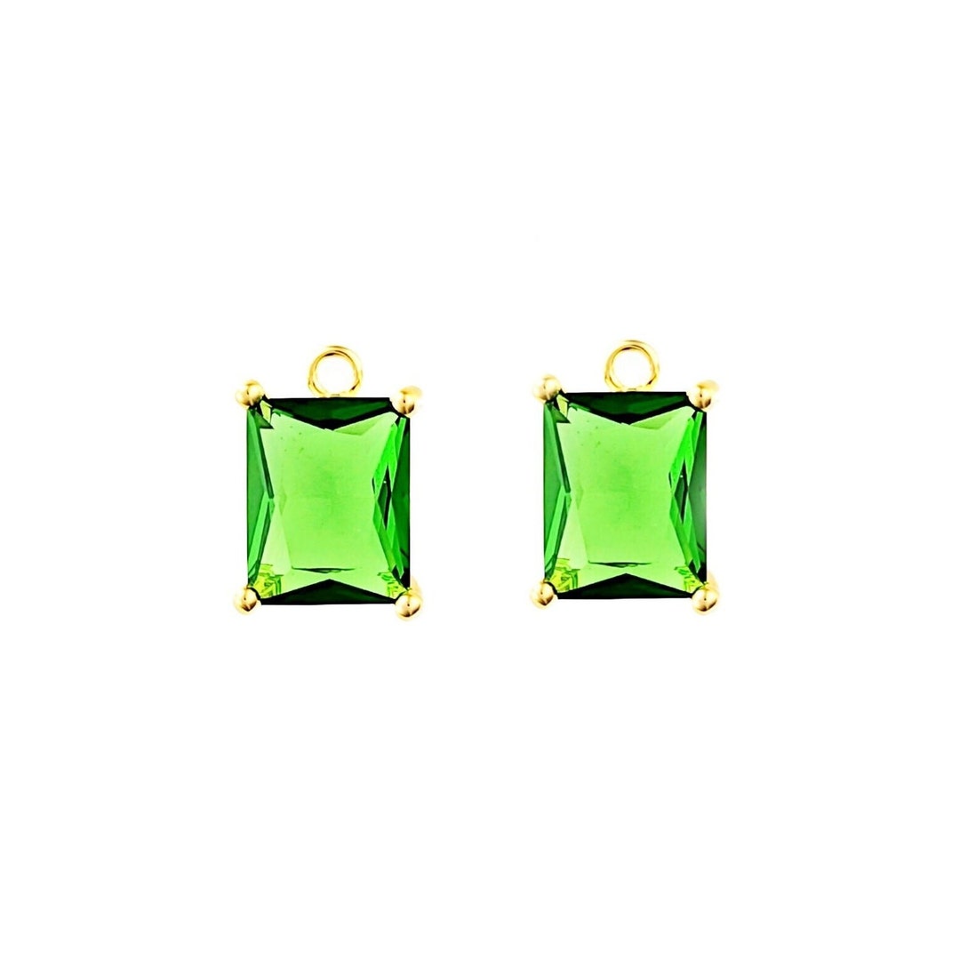 2pcs Nature Green Color Small Rectangle Shaped Glass Crystals - Etsy