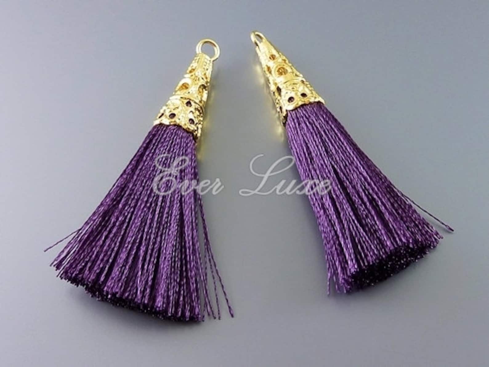 2 Dark Purple / Violet Color Tassels Cotton Tassel Pendants | Etsy