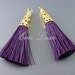 2 Dark Purple / Violet Color Tassels, Cotton Tassel Pendants With Gold ...