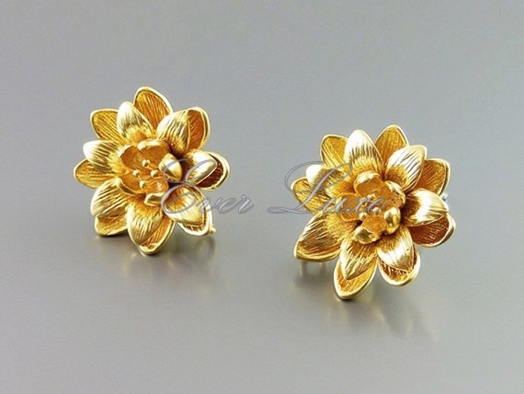 Choose Finish matte or Shiny 2pcs/1 Pair Lotus Blossom Flower Post ...