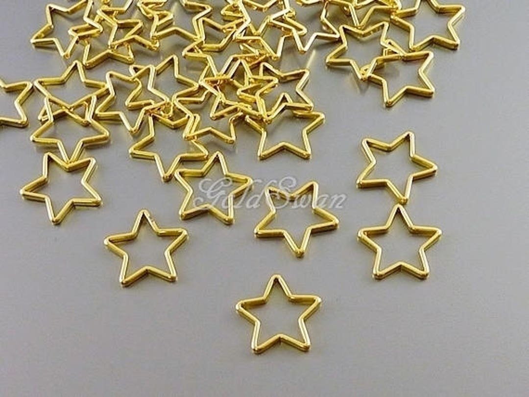 Shiny Gold Star Pendants: Small Open Charms (8 Pcs) - Etsy