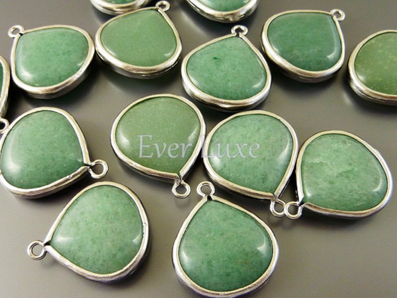 2 Light Green Jade Synthetic Stone Pendants in Bezel Setting - Etsy