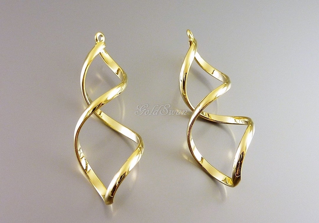 2 Pcs Shiny Gold Long Figure 8 Eight Pendants, Helix, Infinity, Twisted ...