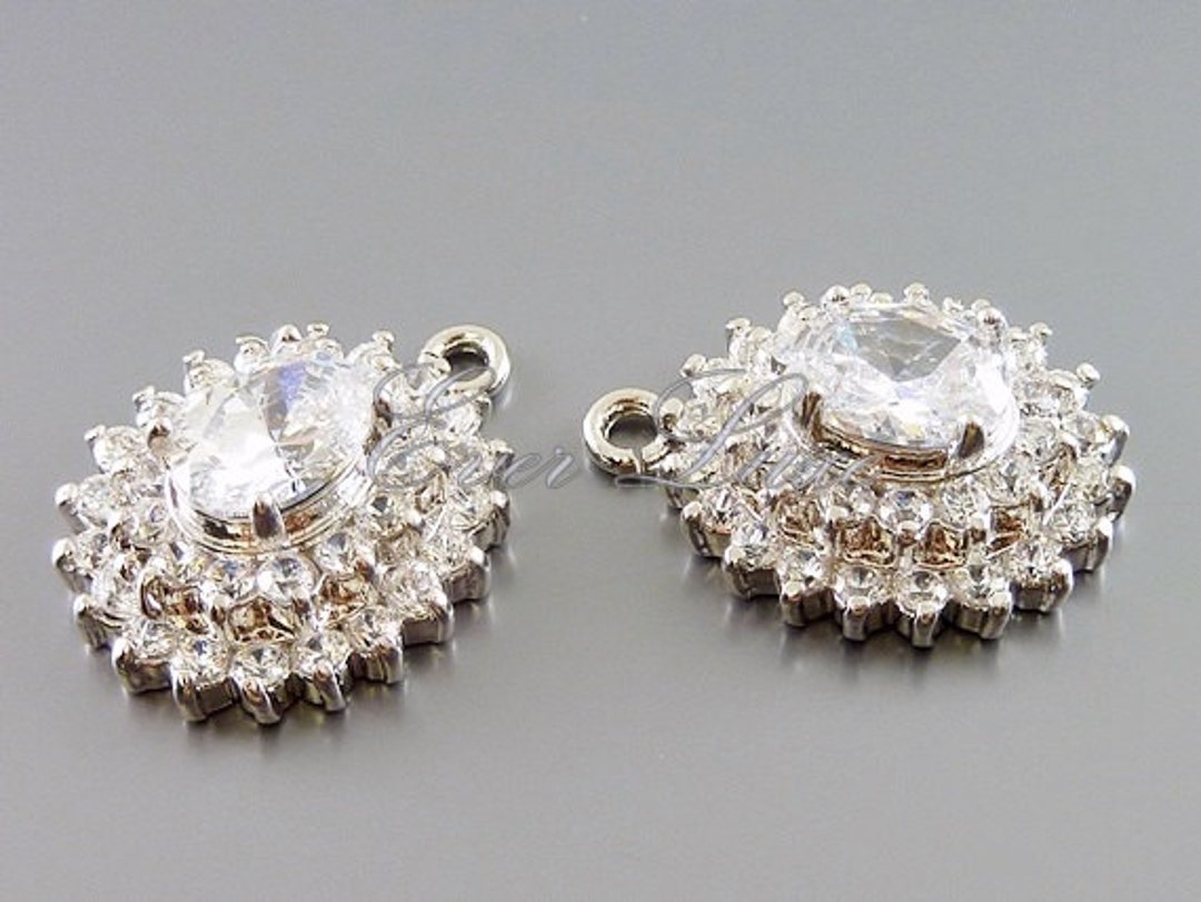 1 Silver Cubic Zirconia CZ Oval Pendant, Fine Jewelry Designs, DIY ...