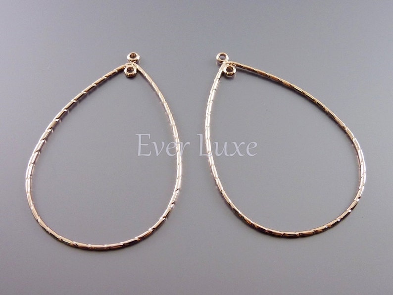 4 Bright Rose Gold Teardrop Connectors / Tear Drop Frame for - Etsy