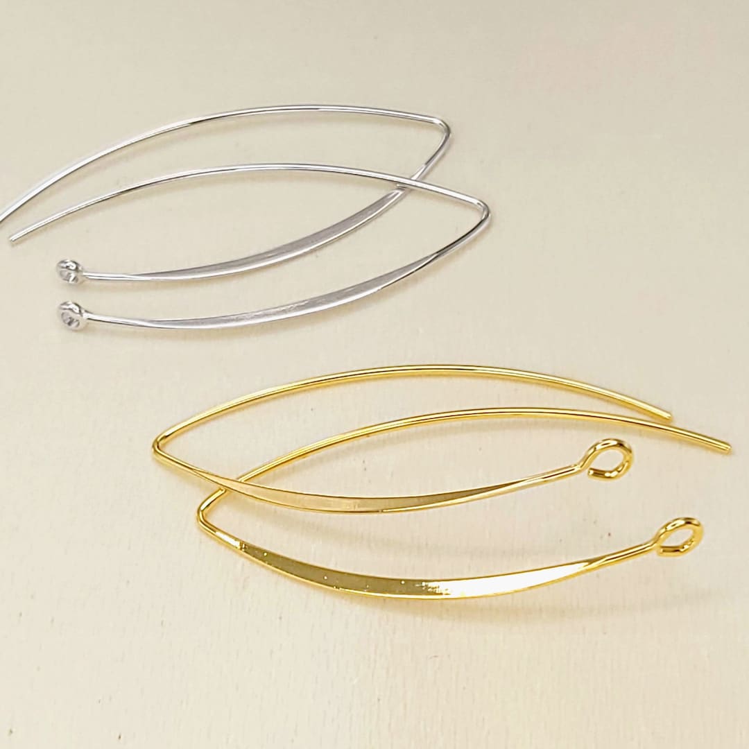 2 Pairs (4 Pcs) High-quality, Delicate, Long Marquise-shaped Ear Wires ...