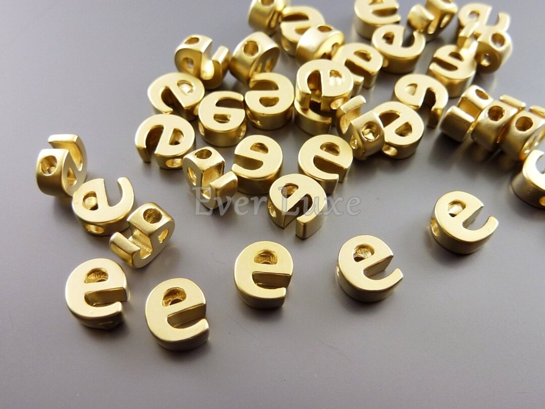 2 Lowercase Letter E Matte Gold Initial Beads Initial - Etsy