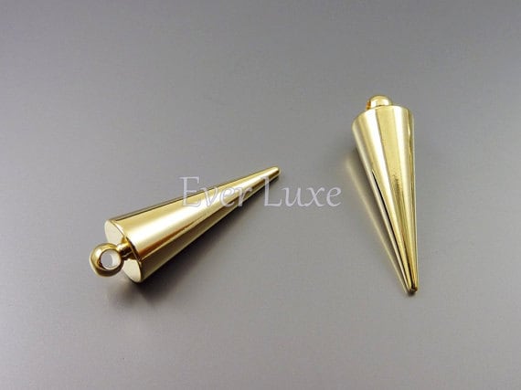 4 SHINY Gold 20mm X 6mm Spike Bullet Charms, Statement Necklaces, Bib ...