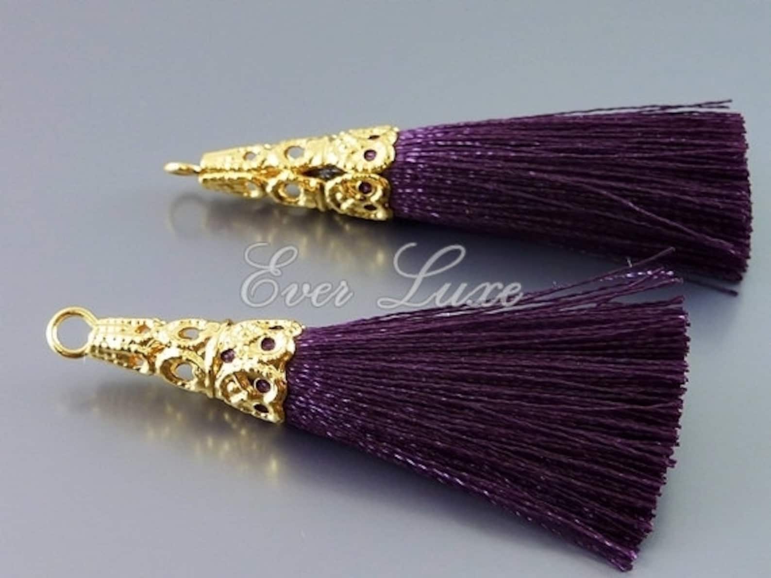2 Dark Purple / Violet Color Tassels Cotton Tassel Pendants - Etsy