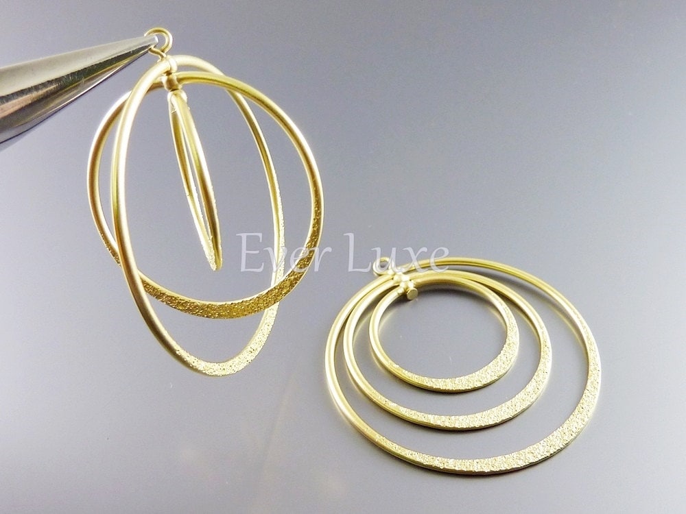14K Gold Triple Hoop Rotating Pendants: Large Brass Jewelry Supplies ...