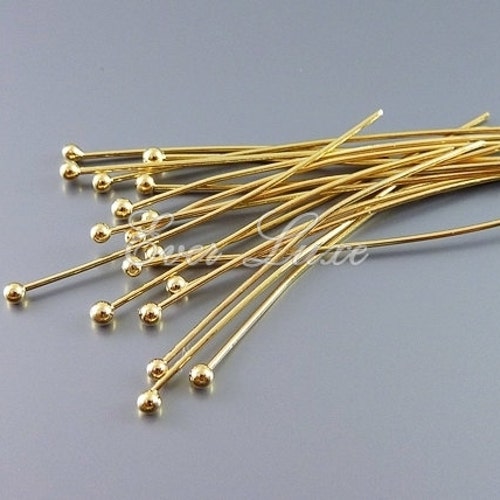 50 Pcs of 30mm Gold Plated Ball Pins Head Pins Brass Pins | Etsy