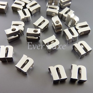 2 Lower Case Letter N, Initial Beads, Charms, Alphabet Beads ...